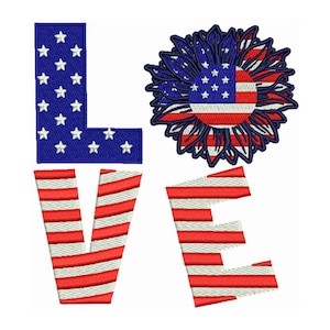 Love USA Patriotic American Flag Stitch Patriotic Gift Fourth of July ...