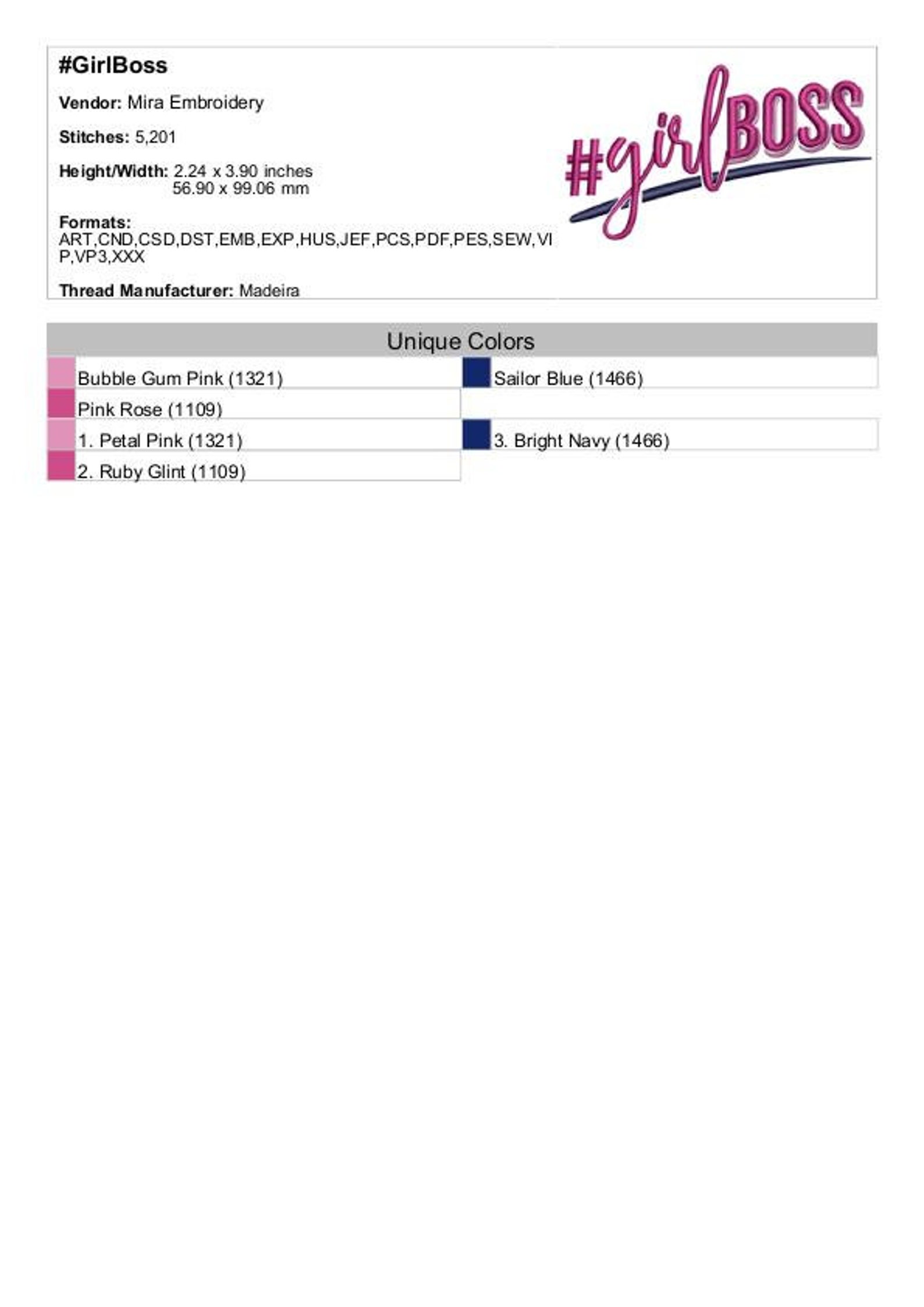 Girl Boss Machine Embroidery Design / Woman Power Embroidery - Etsy