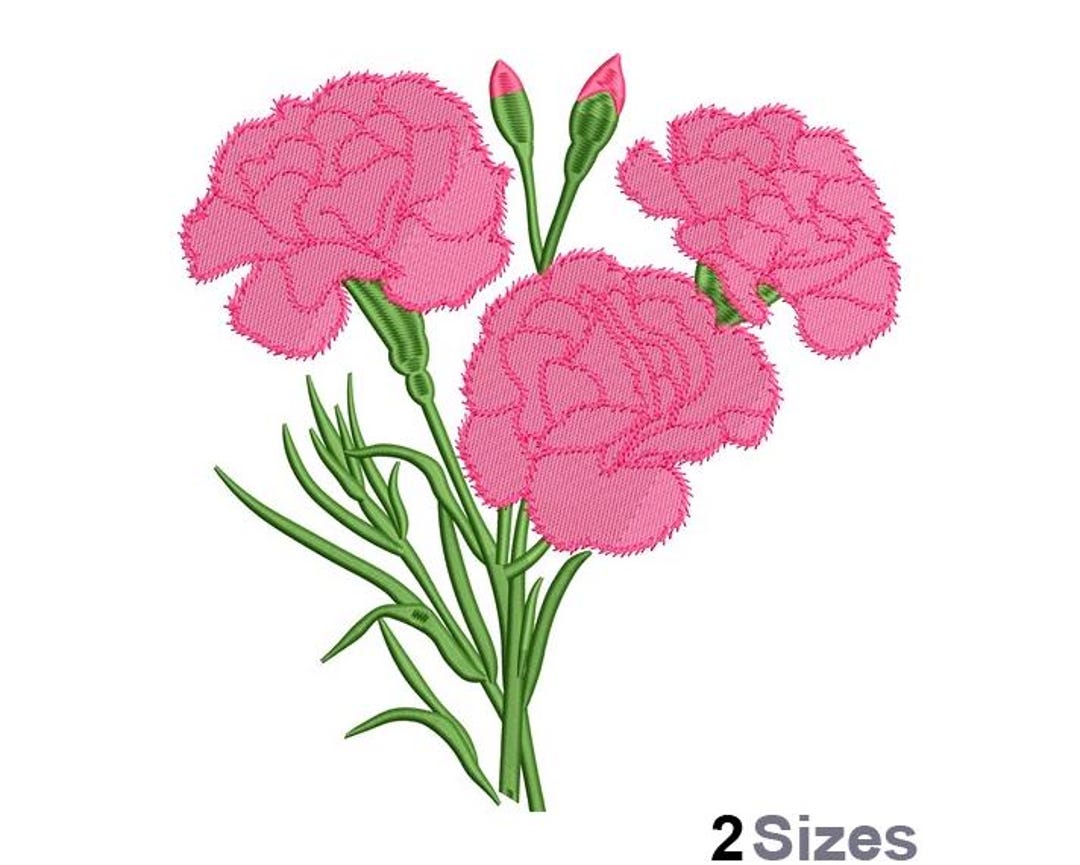 Carnations Embroidery - Floral Embroidery - Garden Embroidery - Machine ...