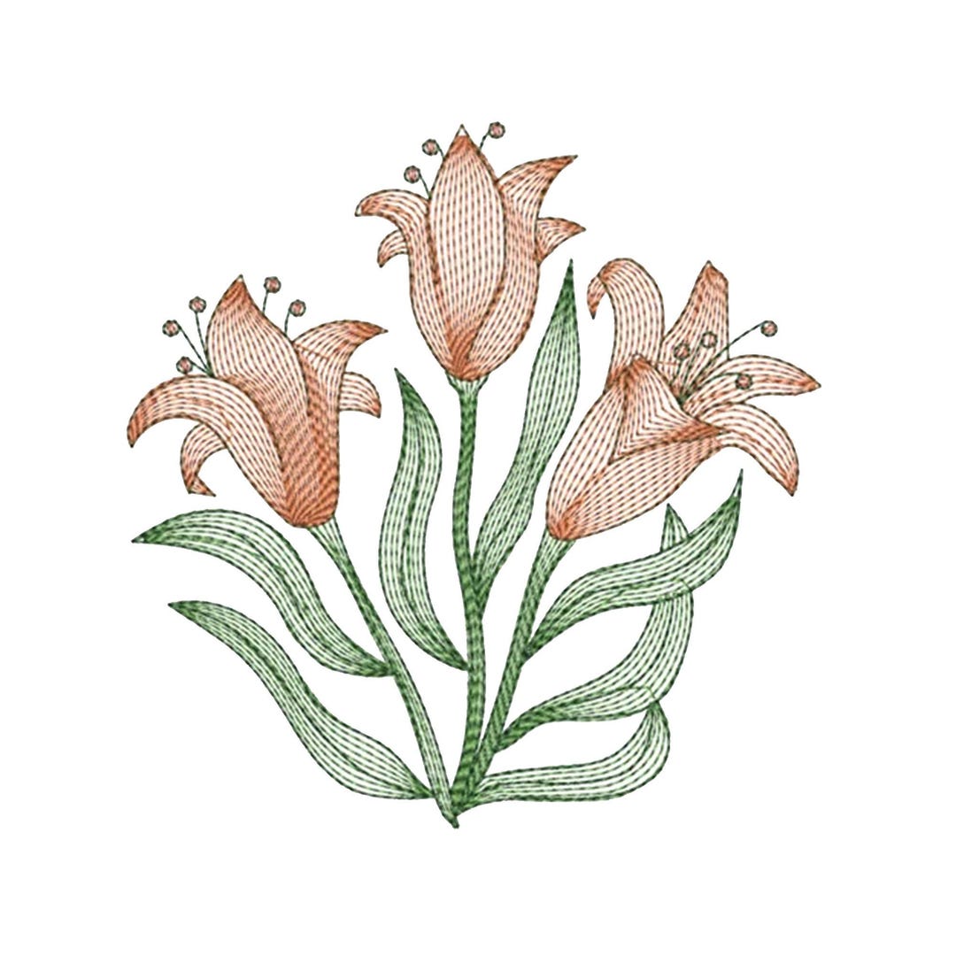 Rippled Lily Bunch - Floral Machine Embroidery Pattern for DIY Projects ...