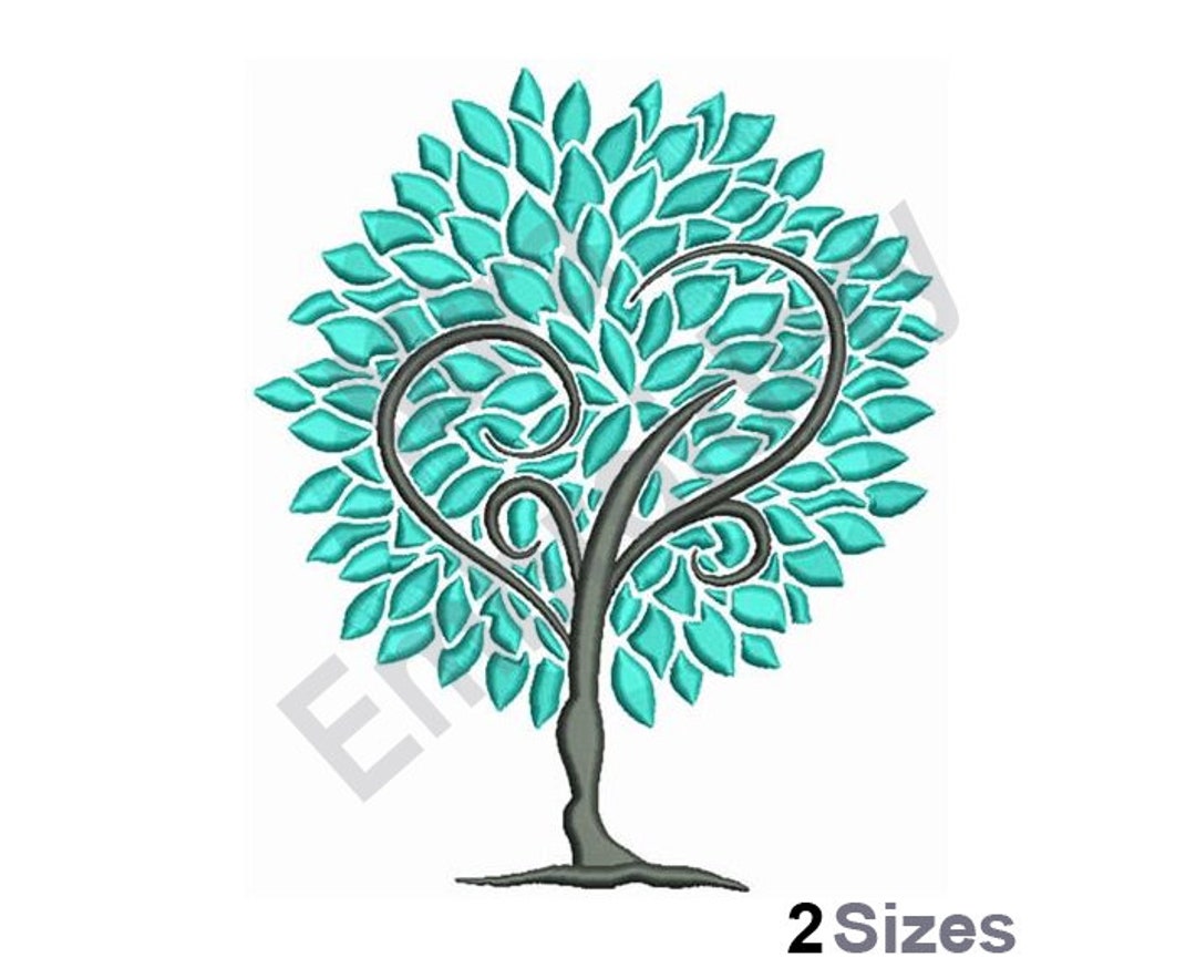 Blue Tree Machine Embroidery Design 2 Sizes - Etsy