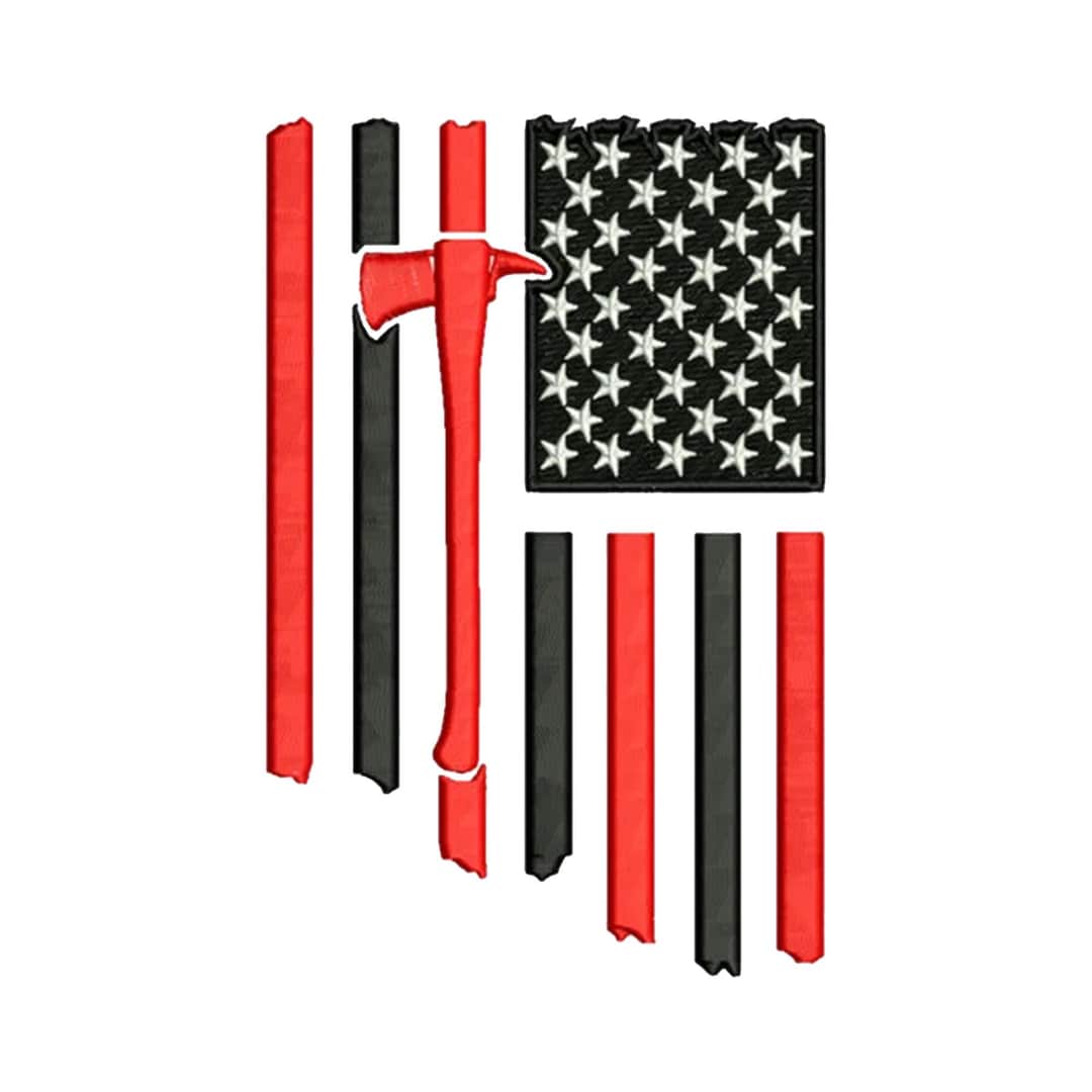 Fire Axe Flag - Firefighter Pride Embroidery - Fire Department Decor ...