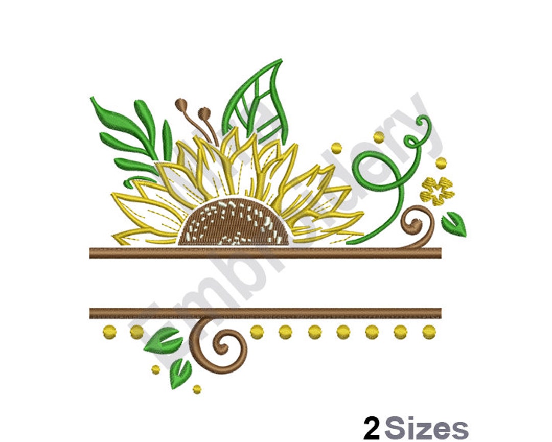 Sunflower Monogram Name Drop Machine Embroidery Design/ Machine ...