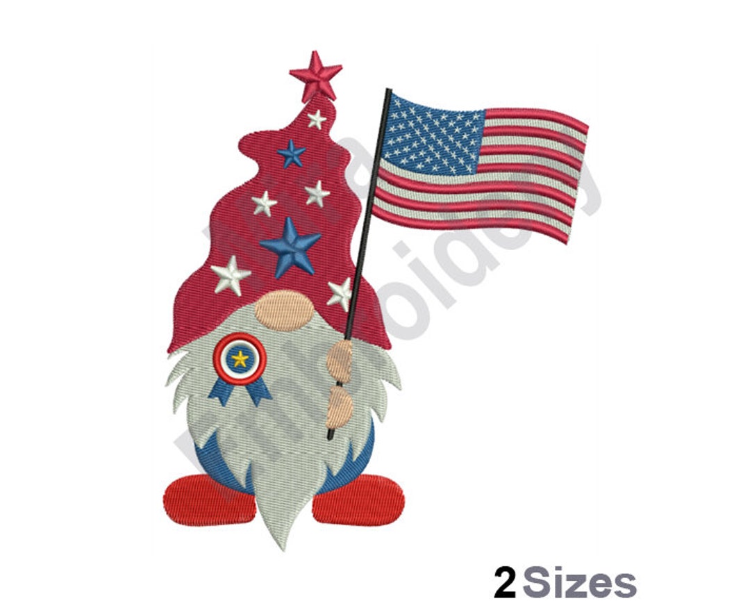 Usa Flag Gnome - Machine Embroidery Design, Patriotic Gnome Embroidery ...