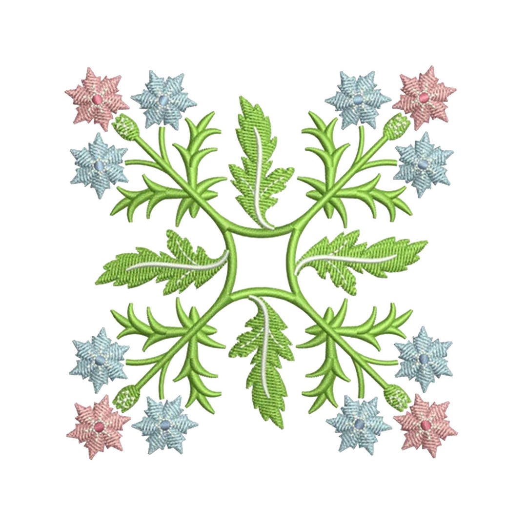 Quilt Floral Block - Pattern for Quilting Projects - DIY Embroidery ...