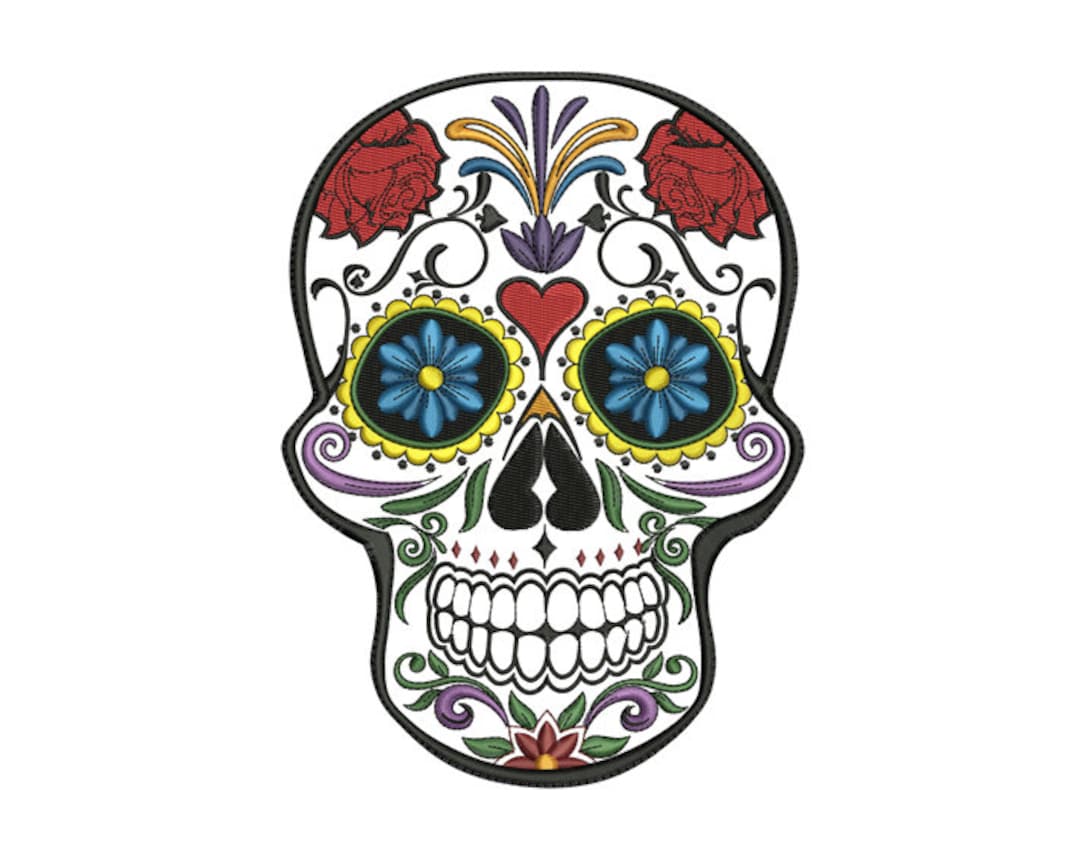 Day of Dead - Machine Embroidery Design - 2 Sizes, Floral Skull ...