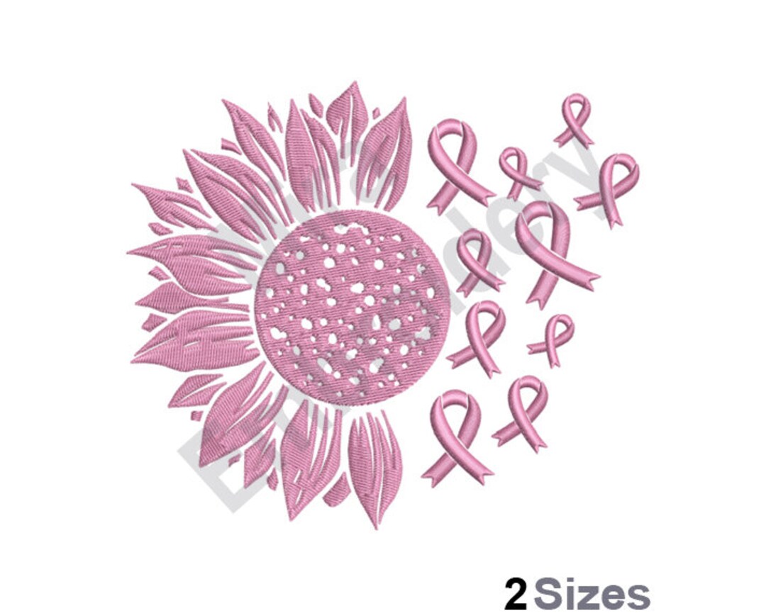 Hope Ribbon Sun Flower - Machine Embroidery Design, Cancer Ribbon ...