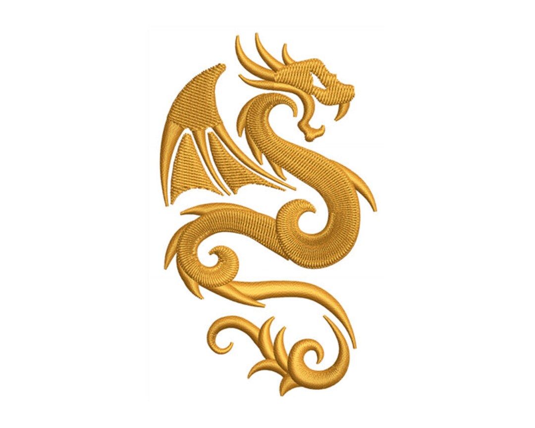 Flaming Flying Dragon - Machine Embroidery Design - 2 Sizes - Etsy