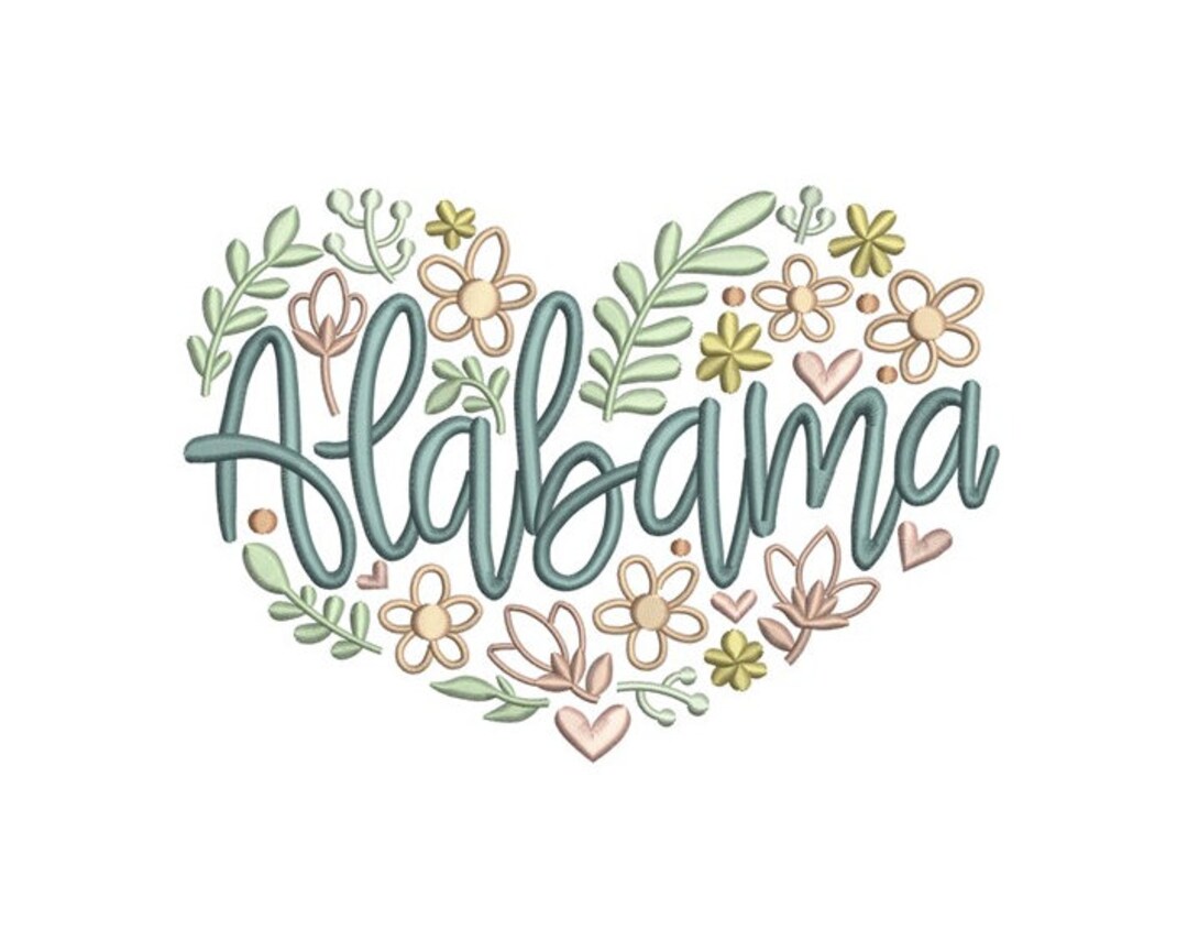 Alabama Floral Embroidery - Beautiful Southern Embroidery - Alabama ...