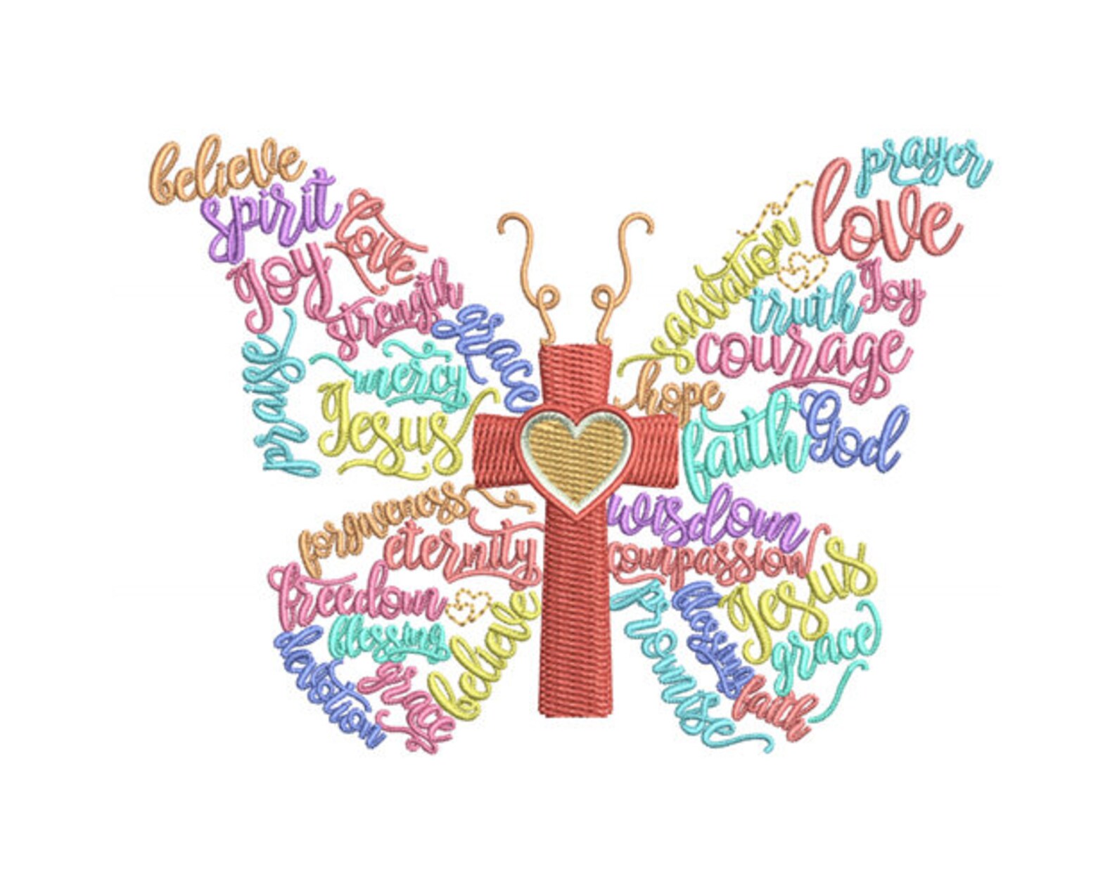 Butterfly Cross Machine Embroidery Design 2 Sizes / - Etsy