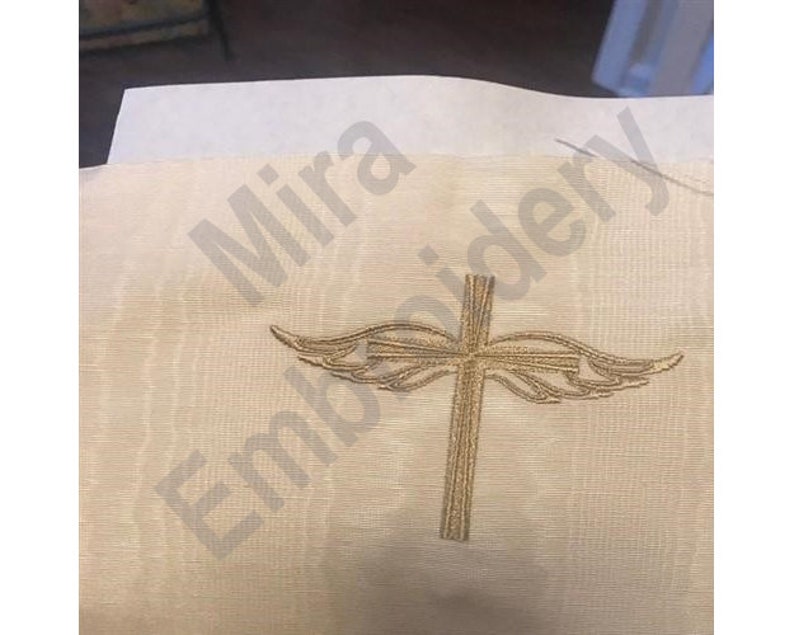 Cross and Angel Wings Machine Embroidery Design 2 Sizes - Etsy