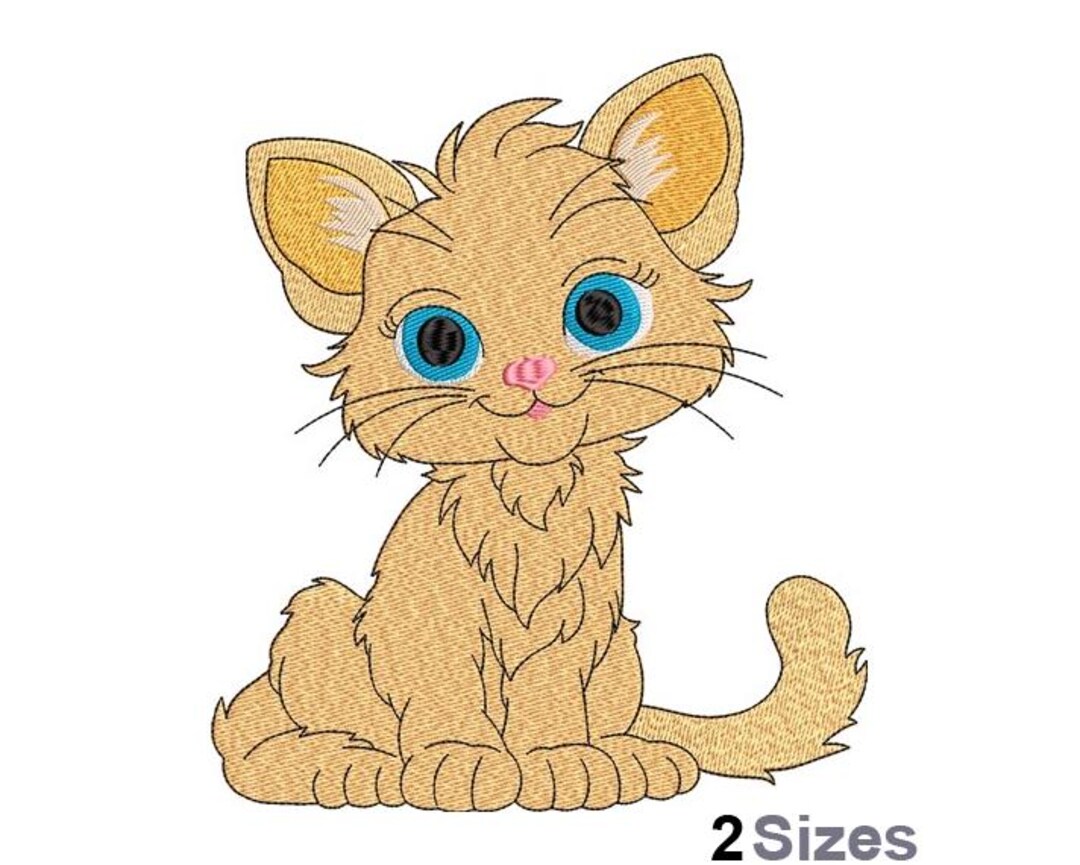 Fluffy Kitten Embroidery - Kitty Embroidery - Cat Embroidery - Fur ...