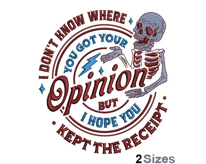 Keep the Receipt Embroidery - Receipt Embroidery - Skeleton Embroidery ...