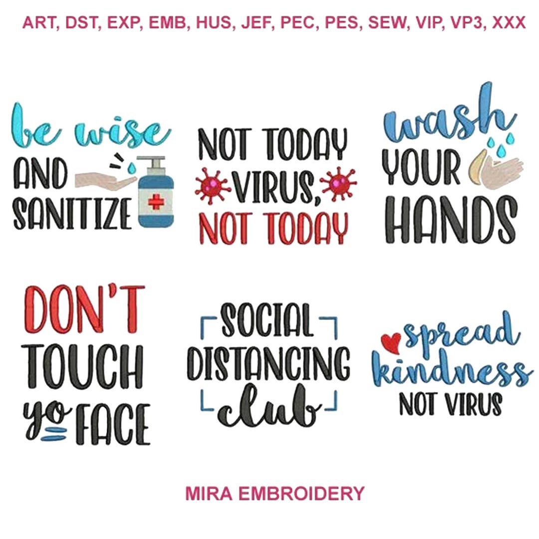 Quarantine Machine Embroidery Patterns / Face Mask Embroidery Designs ...