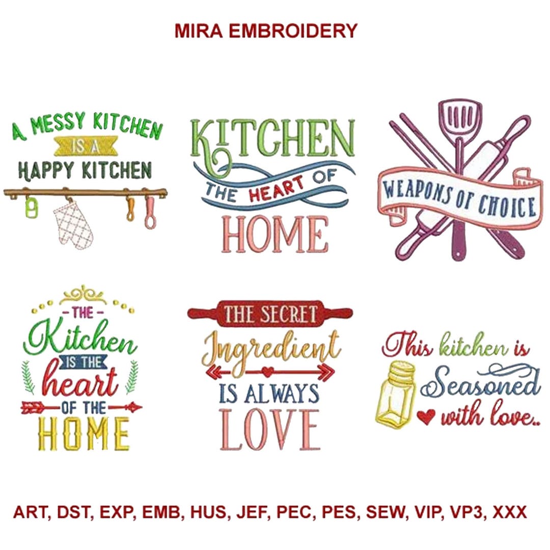 Kitchen Embroidery Pattern Bundle / Baking Embroidery Pattern / Kitchen ...