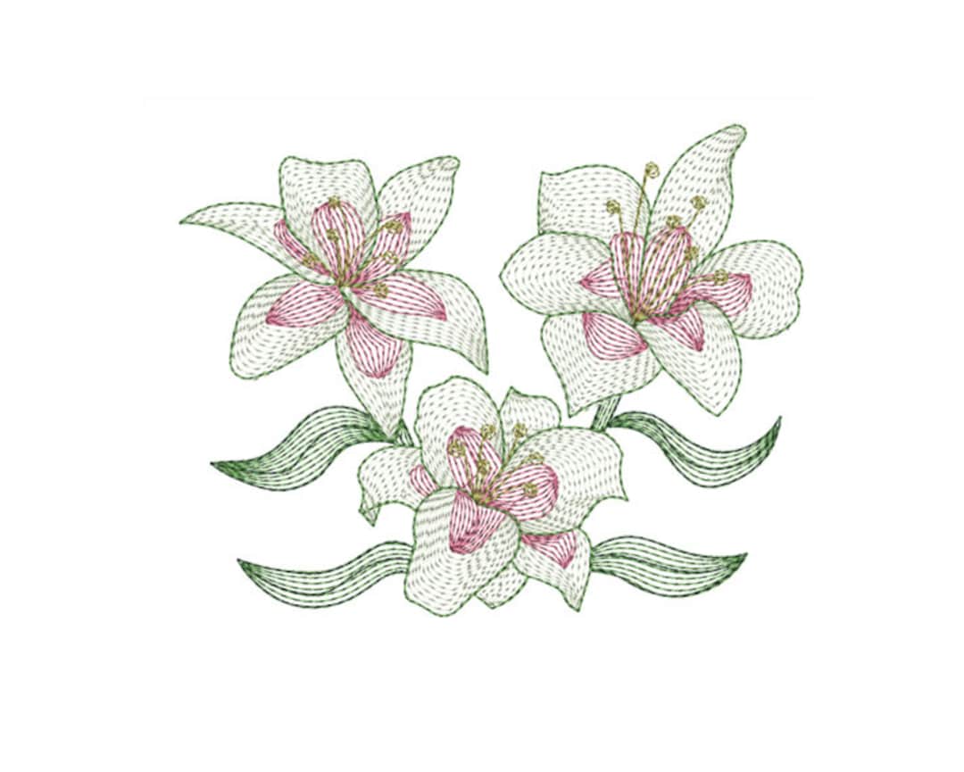 Rippled Lilies - Machine Embroidery Design - 2 Sizes - Etsy