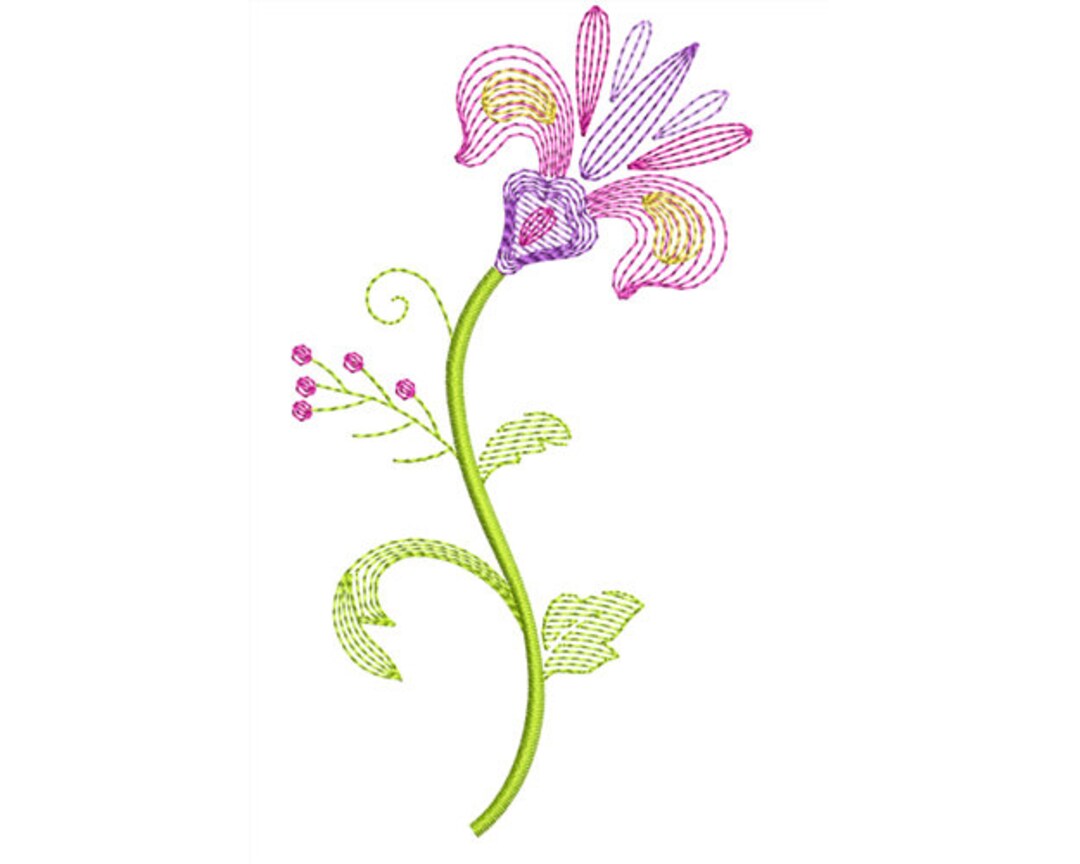 Ripple Bloom Floral Embroidery Pattern for DIY Projects - Etsy