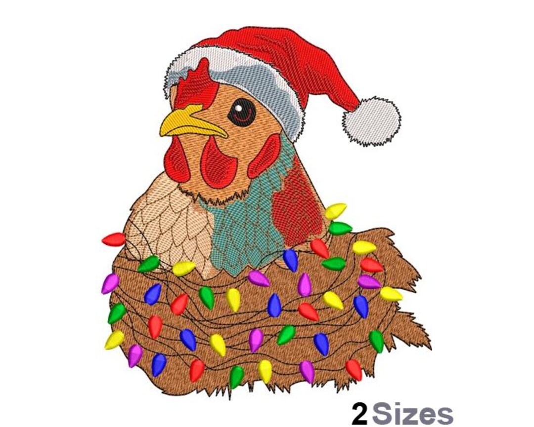 Holiday Hen Embroidery - Light Embroidery - Christmas Hen Embroidery ...