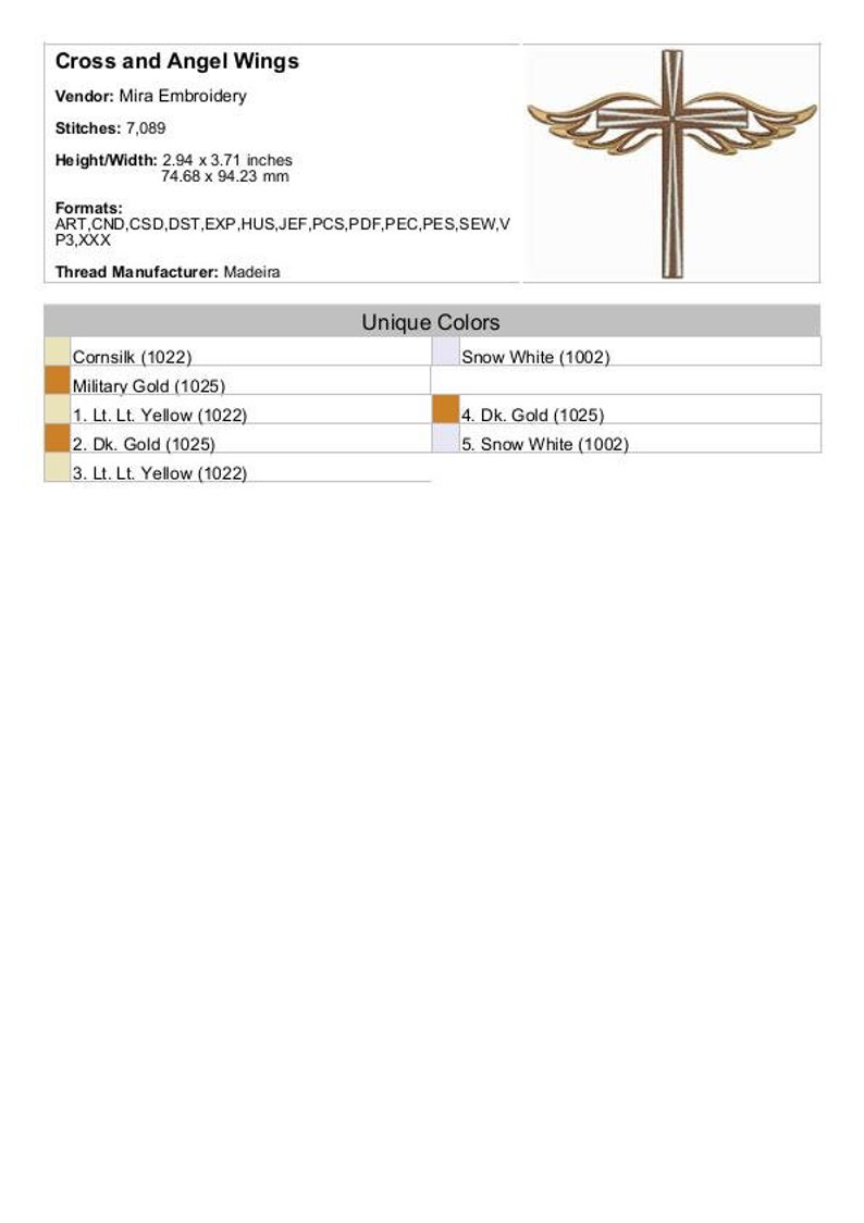 Cross and Angel Wings Machine Embroidery Design 2 Sizes - Etsy