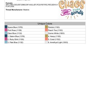 Mom Runs on Coffee, Chaos and Cuss Words - Machine Embroidery Design ...