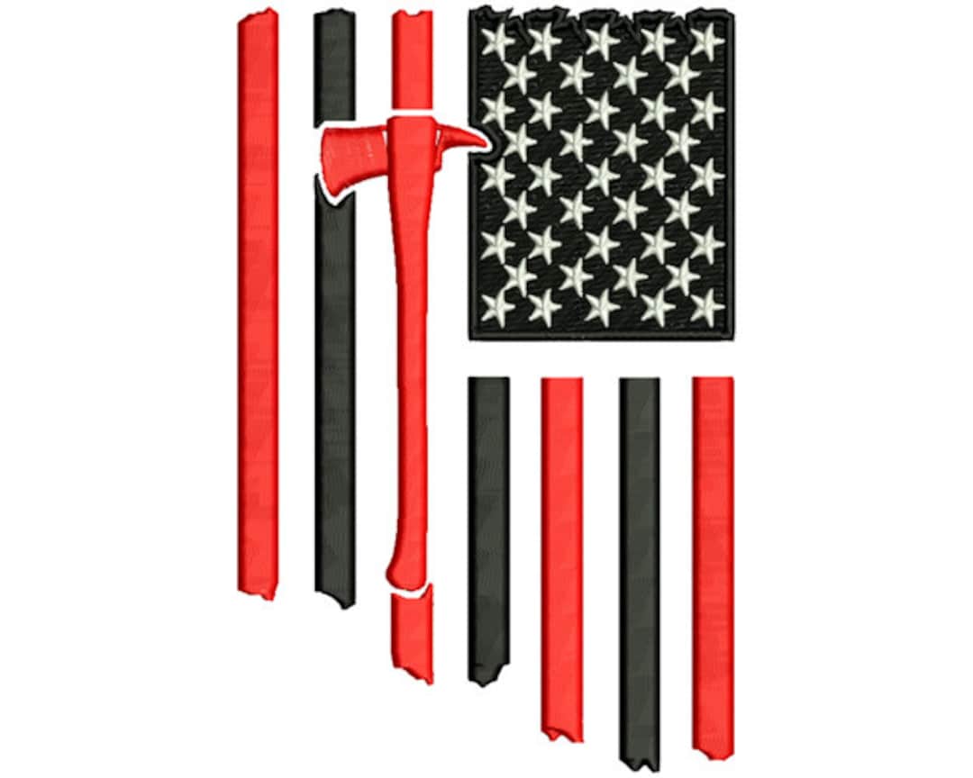 Fire Axe Flag Firefighter Pride Embroidery Fire Department Decor ...