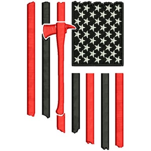 Fire Axe Flag Firefighter Pride Embroidery Fire Department Decor Machine Embroidery Design ...