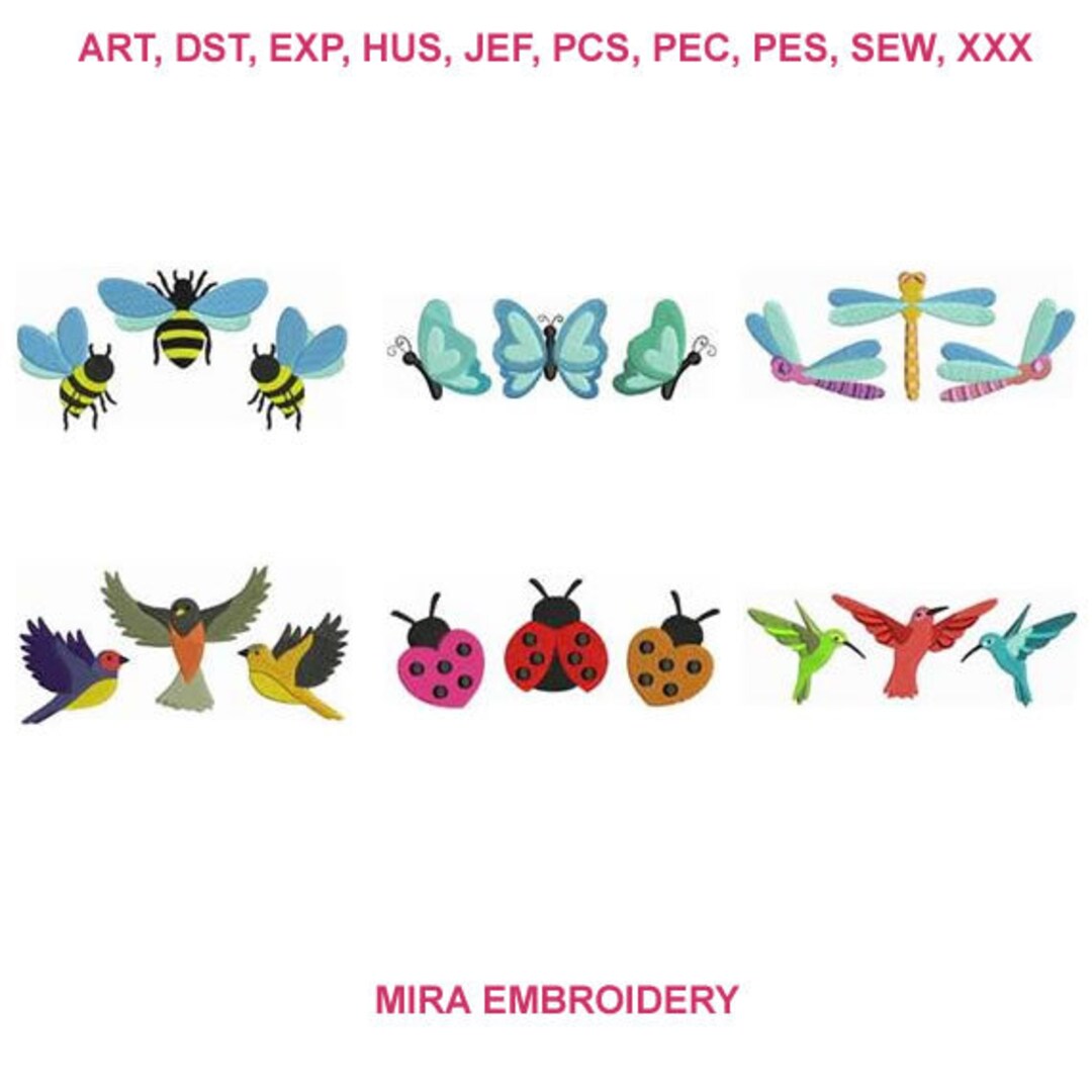 Winged Trio Machine Embroidery Design / Embroidery Design - Etsy