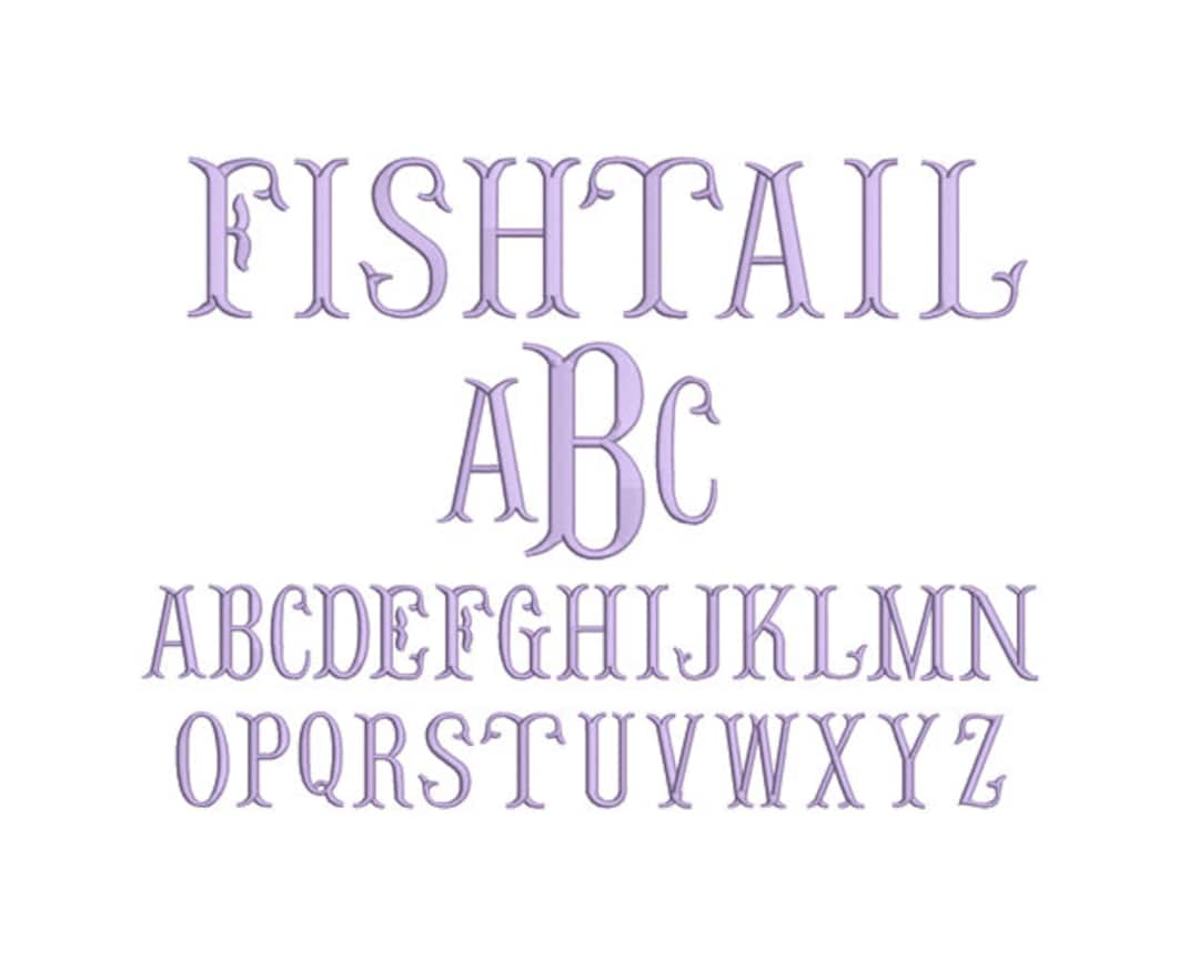 Fish Tail Embroidery Font Machine Embroidery Font / Fishtail Home ...