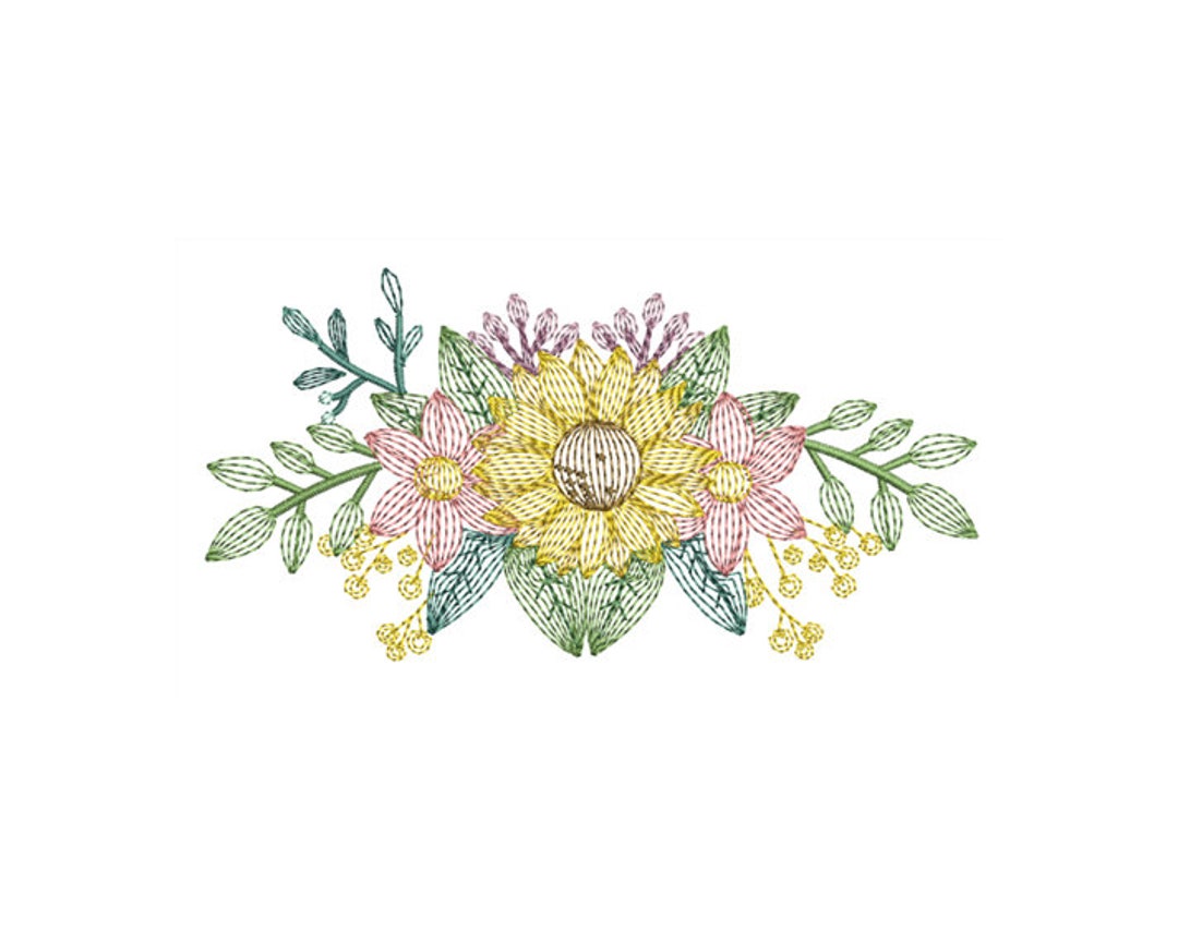 Rippled Floral Swag - Flower Embroidery - Embroidery Pattern - Machine ...