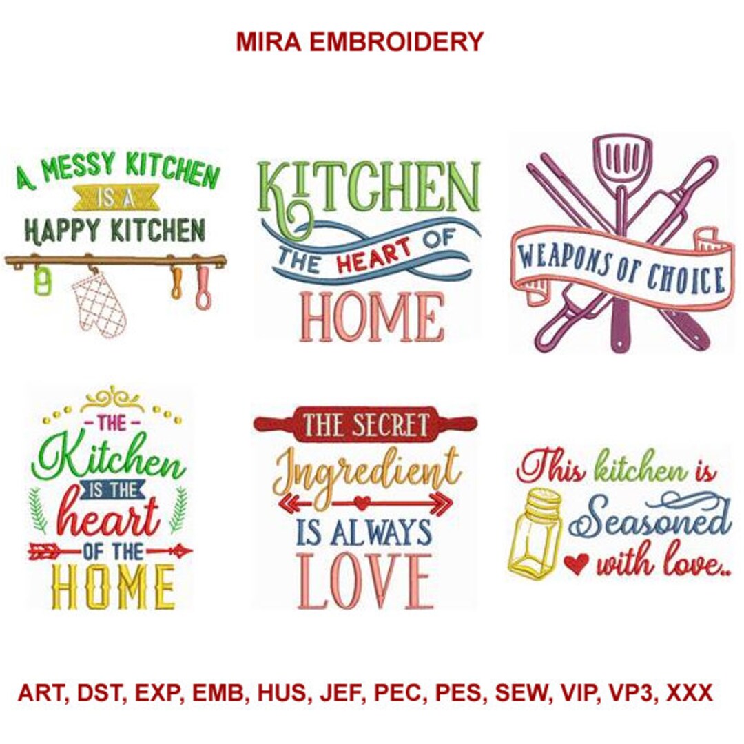 Kitchen Embroidery Pattern Bundle / Baking Embroidery Pattern / Kitchen ...