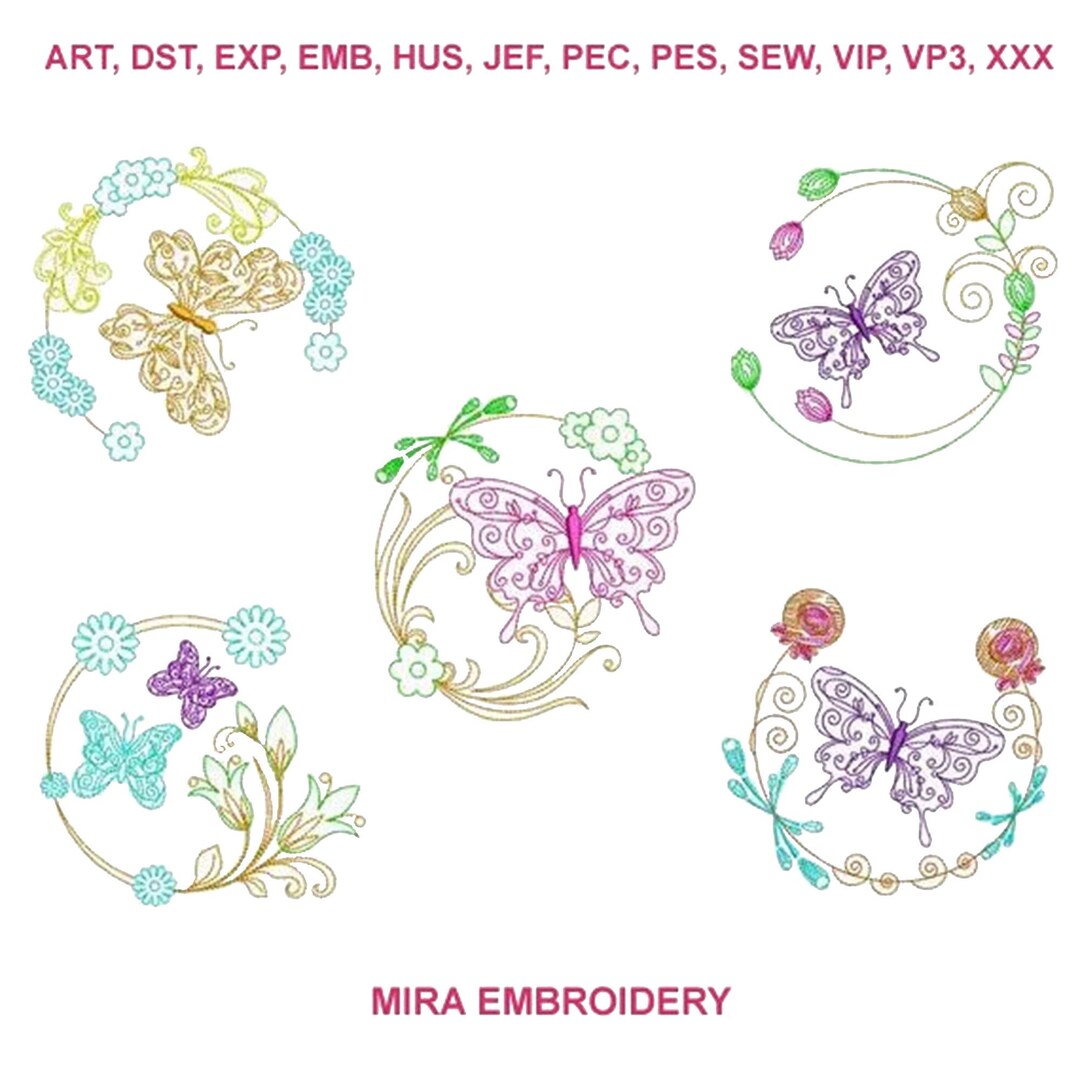 Butterfly Machine Embroidery Design Set, Floral Butterfly Quilt ...