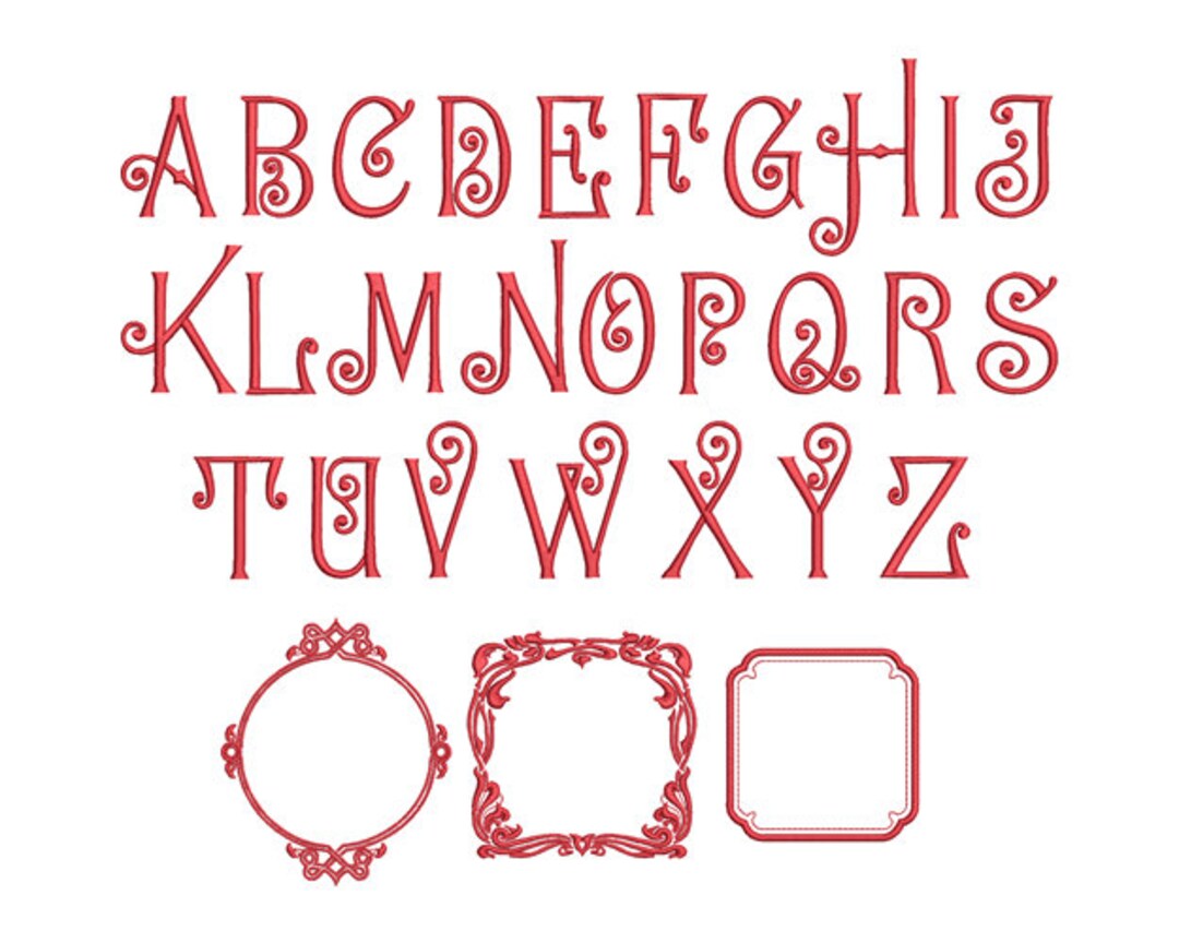 Deco Monogram Font Machine Ricamo con cornici / Lettere di ricamo ...