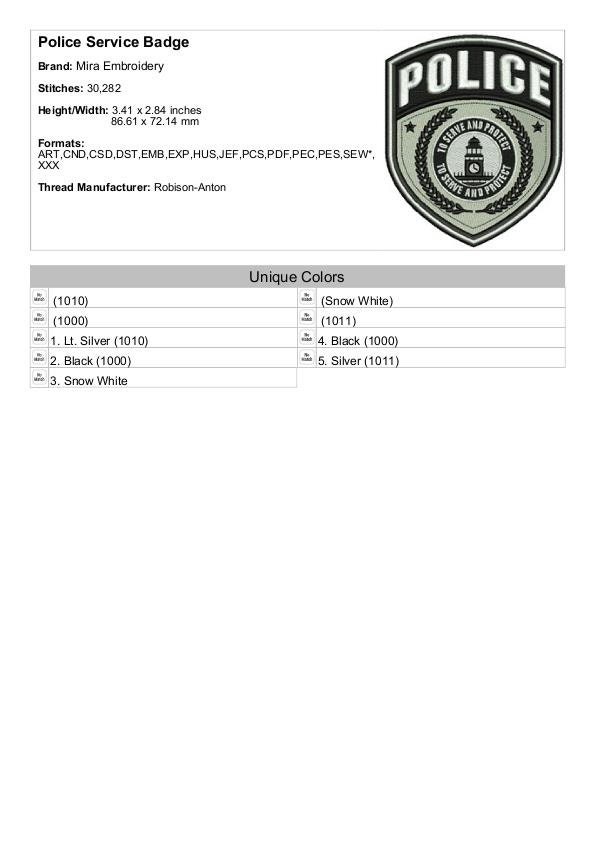 Police Badge - Machine Embroidery Design Police Service Embroidery ...