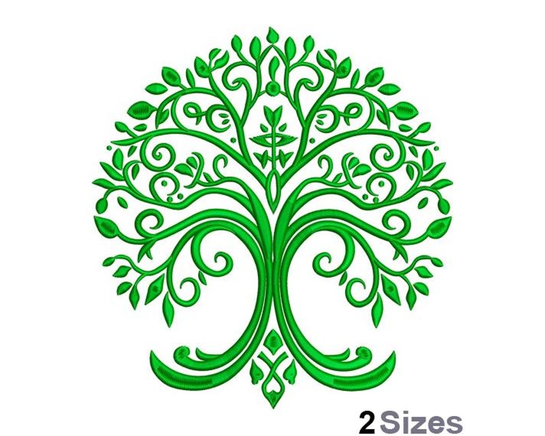 Tree of Life Embroidery - Green Tree Embroidery - Life Embroidery ...