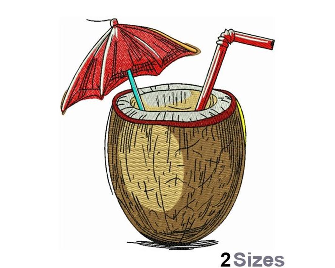 Coconut Drink Embroidery - Fruit Embroidery - Coconut Embroidery ...