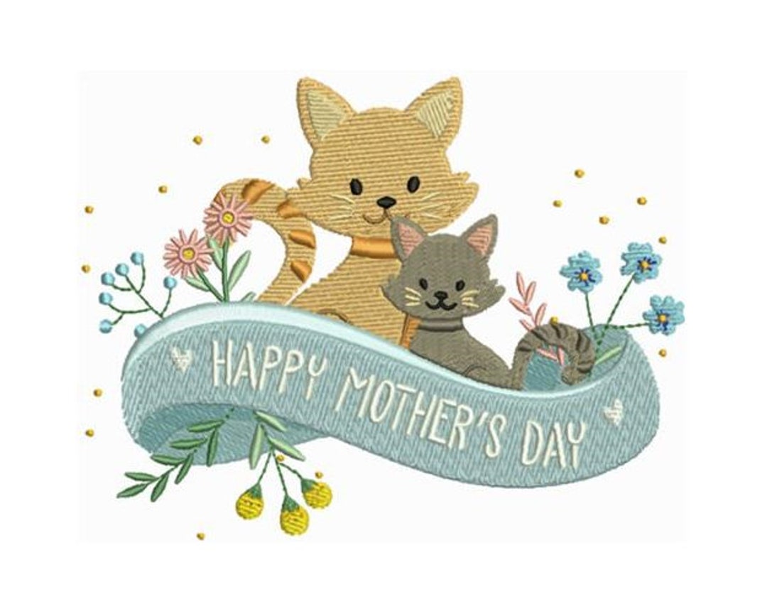 Happy Mothers Day Cats Cute Kitty Motherhood Saying for DIY Gifts and ...