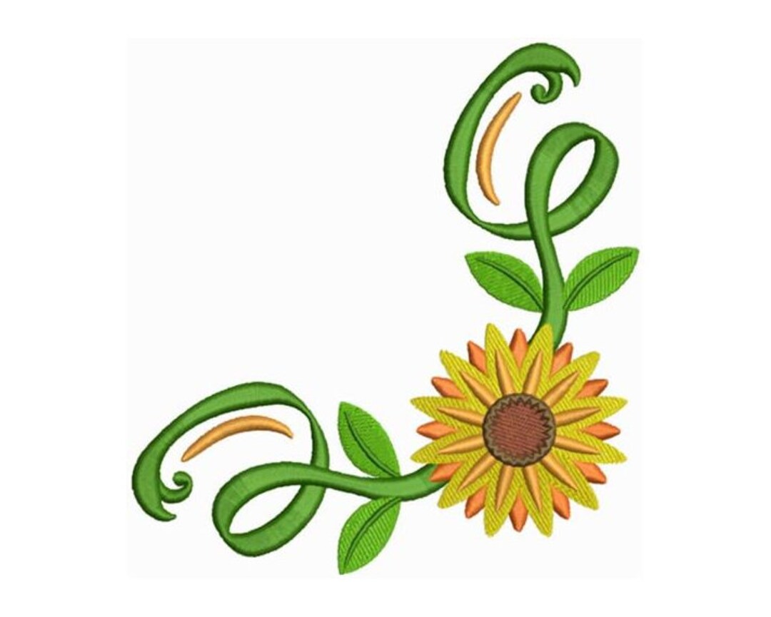 Sunflower Corner Border Machine Embroidery Design 2 Sizes - Etsy
