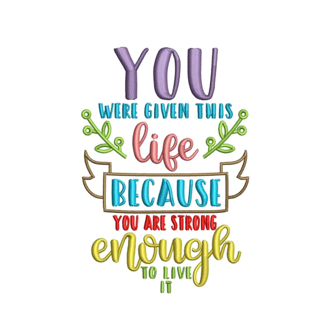 Live Strong - Life Quote Machine Embroidery Design (instant Download ...
