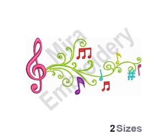 Treble Clef Machine Embroidery Design / Music Note Embroidery / Music ...