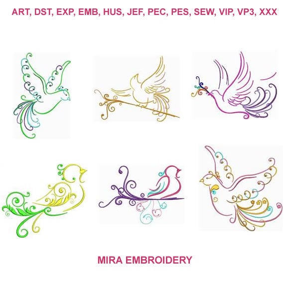 Beautiful Mini Flying Birds Machine Embroidery Design / Birds | Etsy