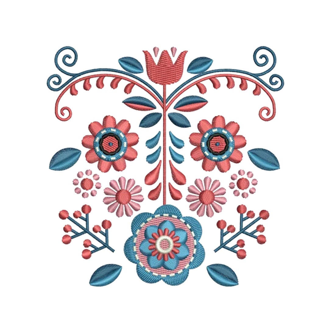 Beautiful Rosemaling Flowers - Scandinavian Folk Floral Pattern ...