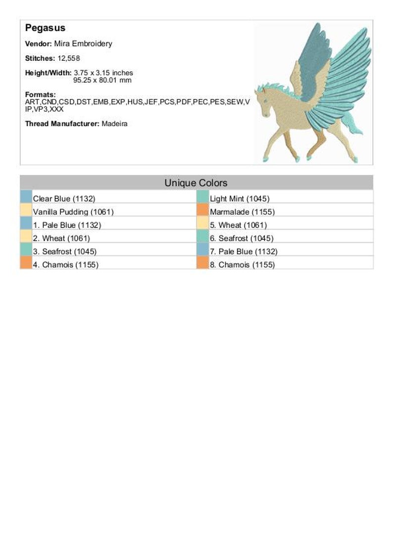 Pegasus Machine Embroidery Design / Flying Horse Embroidery | Etsy