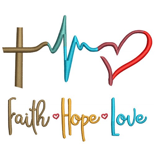 Faith Hope and Love Embroidery Design Hearts Embroidery File - Etsy