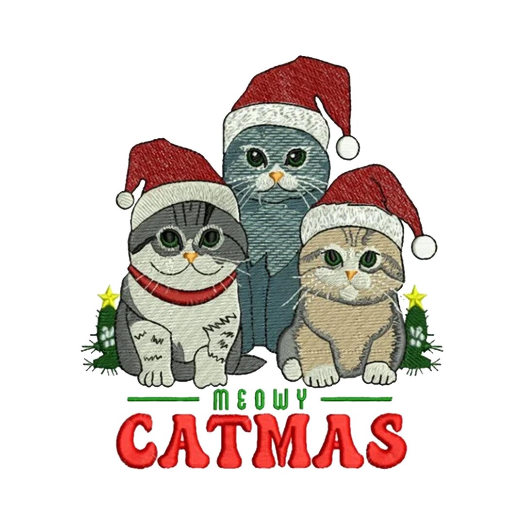 Meowy Catmas - Machine Embroidery Design - Etsy