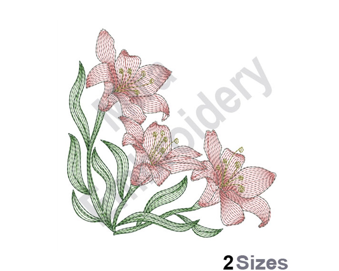 Machine Embroidery Design Flowers Lilly Flower Embroidery - Etsy