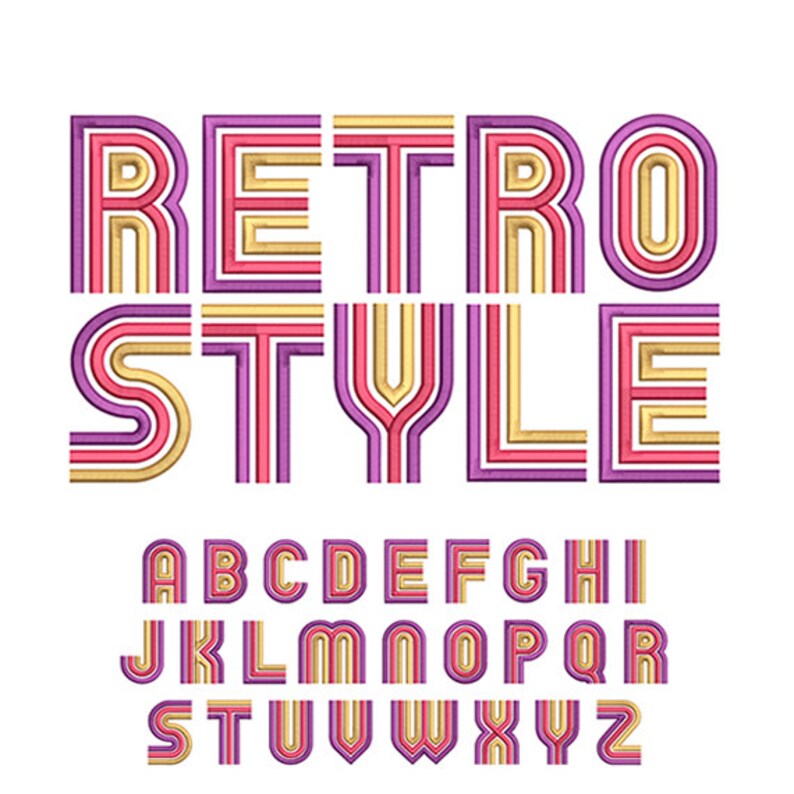 Retro Embroidery Design Fonts Alphabets All Formats Instant - Etsy