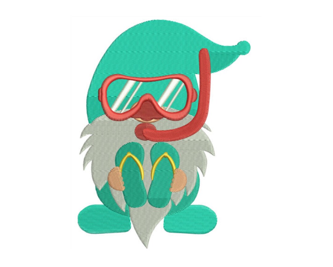 Scuba Gnome - Cute Gnome Decor - Diver Gnome - Machine Embroidery ...