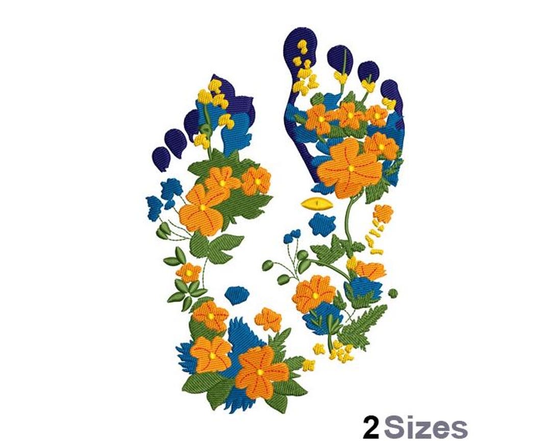 Floral Footsteps Embroidery - Footprint Embroidery - Floral Embroidery ...