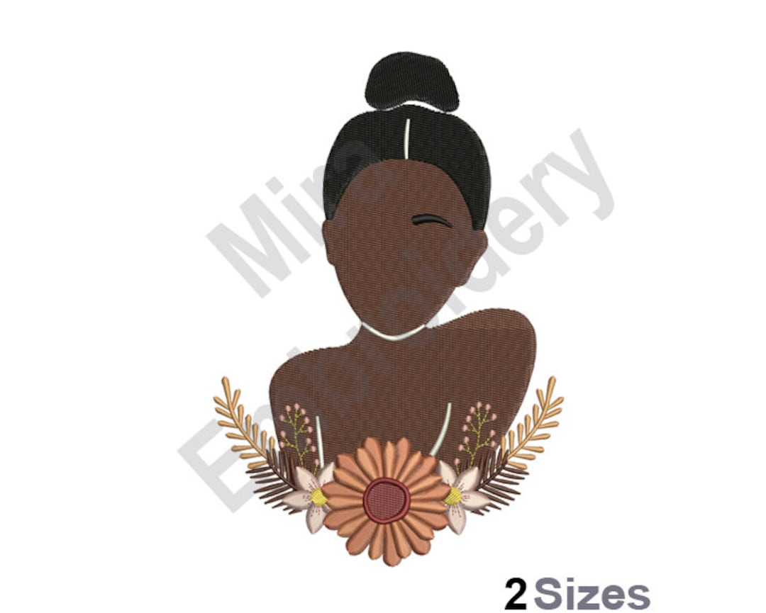 Black Girl & Sunflower - Beautiful African American Woman Floral Art ...