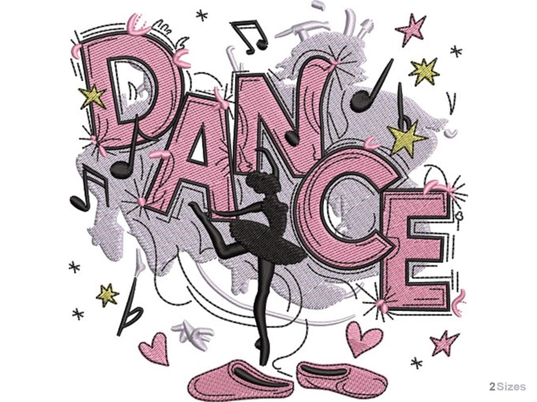 Dance Ballet Machine Embroidery Design - Digital Download Music Notes ...
